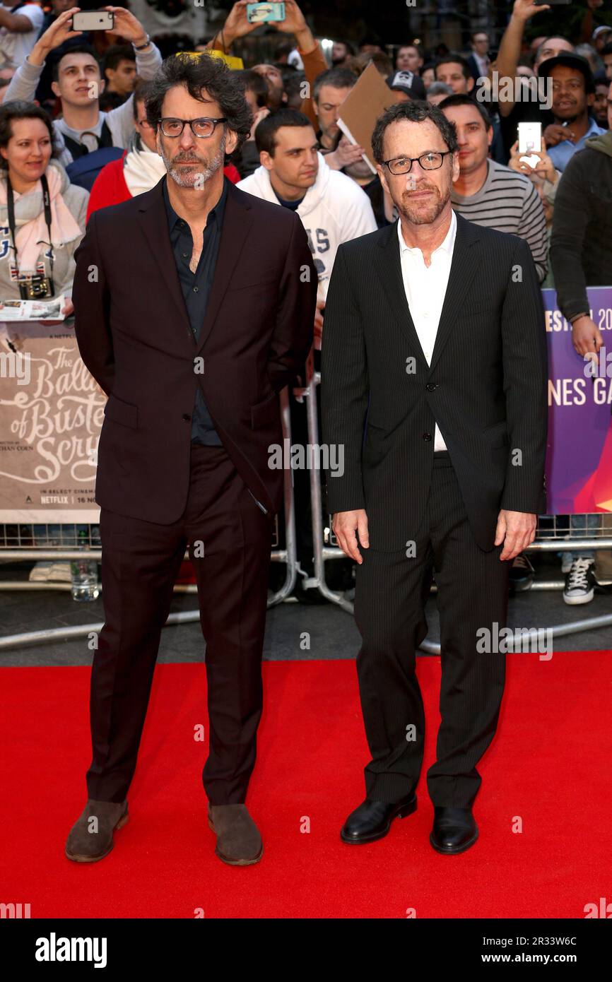 Joel Coen and Ethan Coen attend the UK Premiere of "The Ballad of Buster Scruggs" during the ...