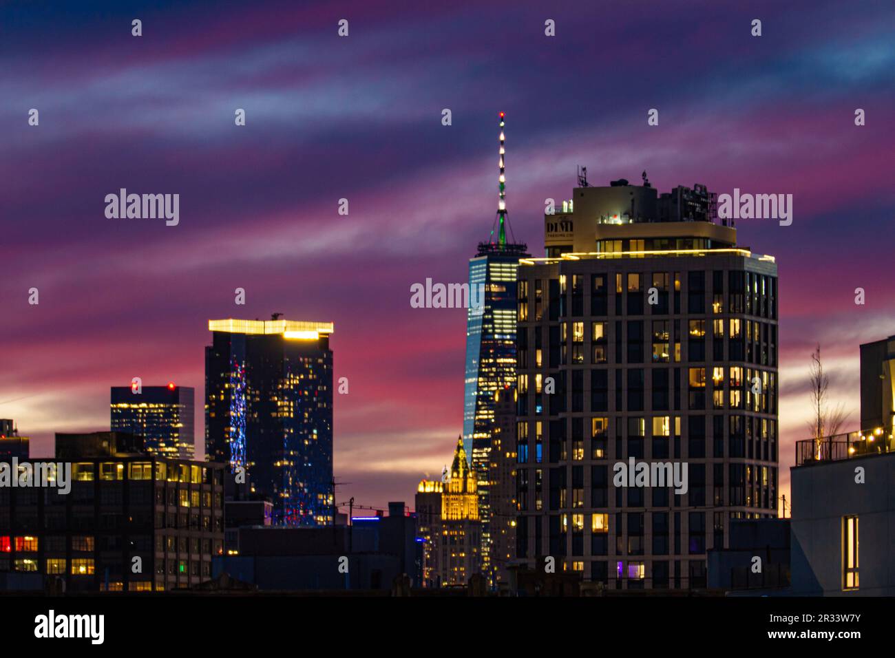 View of the World Trade Center and the Dime Building from a window in ...