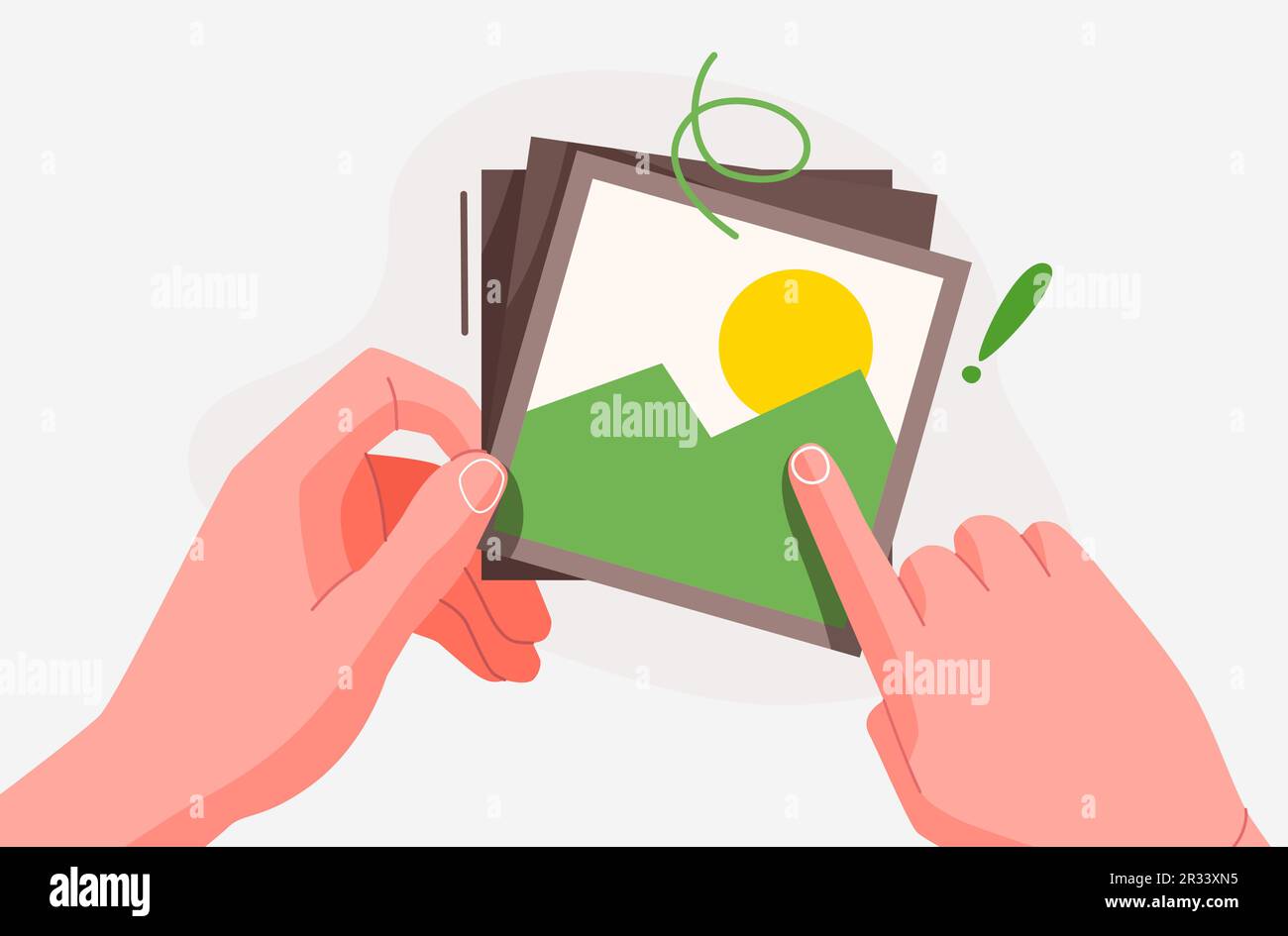 The hand selects an image or photo. Designer concept. Modern flat style ...