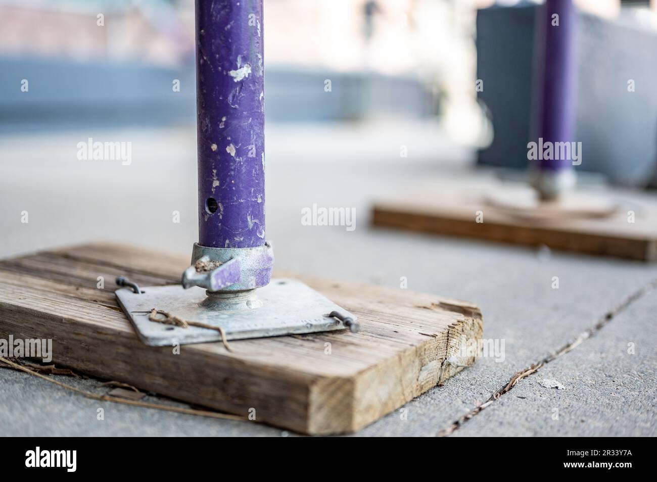 Typical leveling support block as the baseplate of an erected scaffold ...