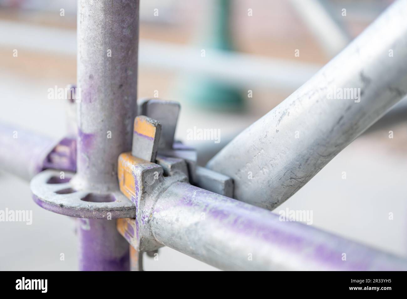 Typical cross brace supports at a connection point on an erected ...