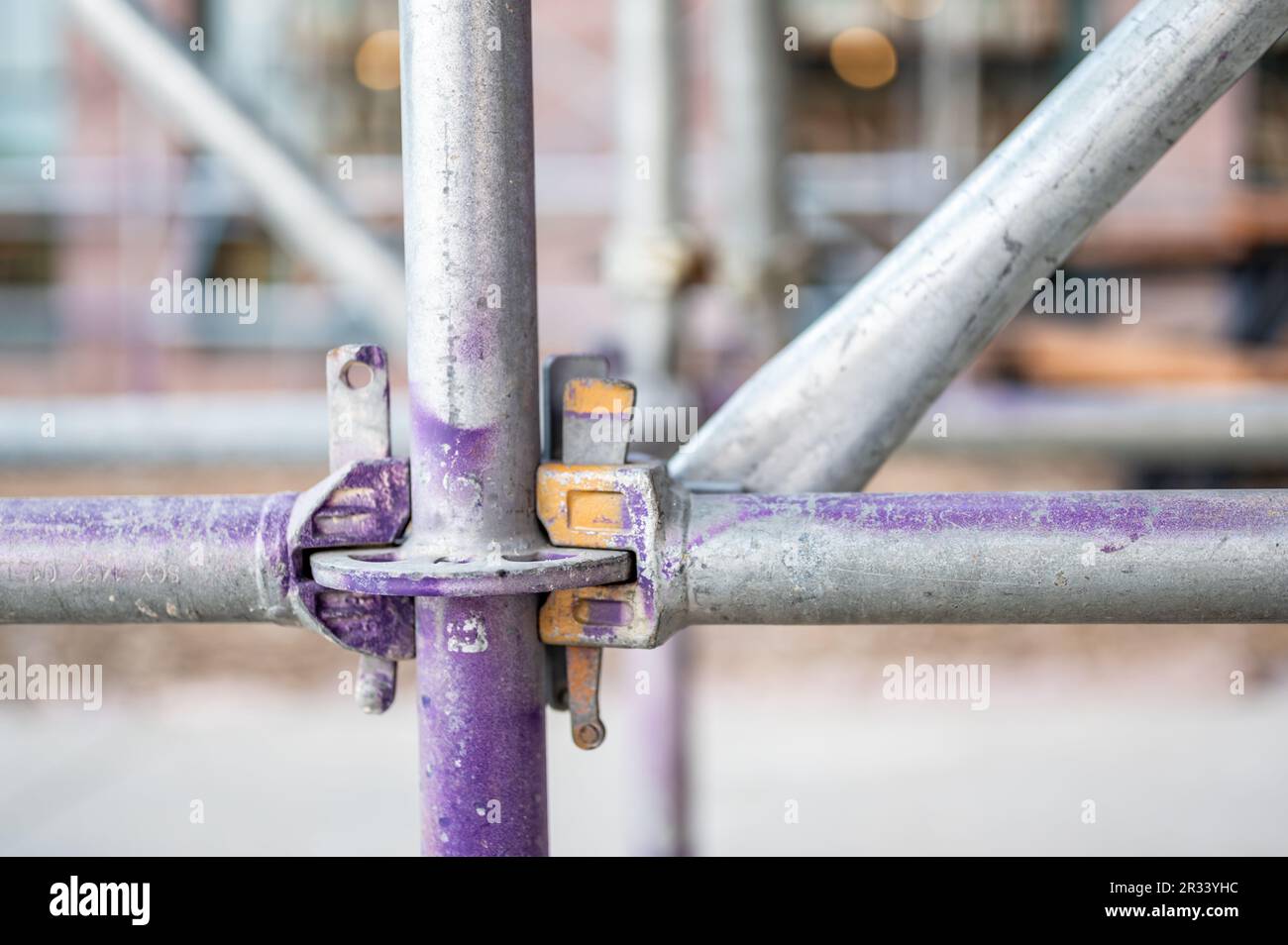 Typical cross brace supports at a connection point on an erected ...