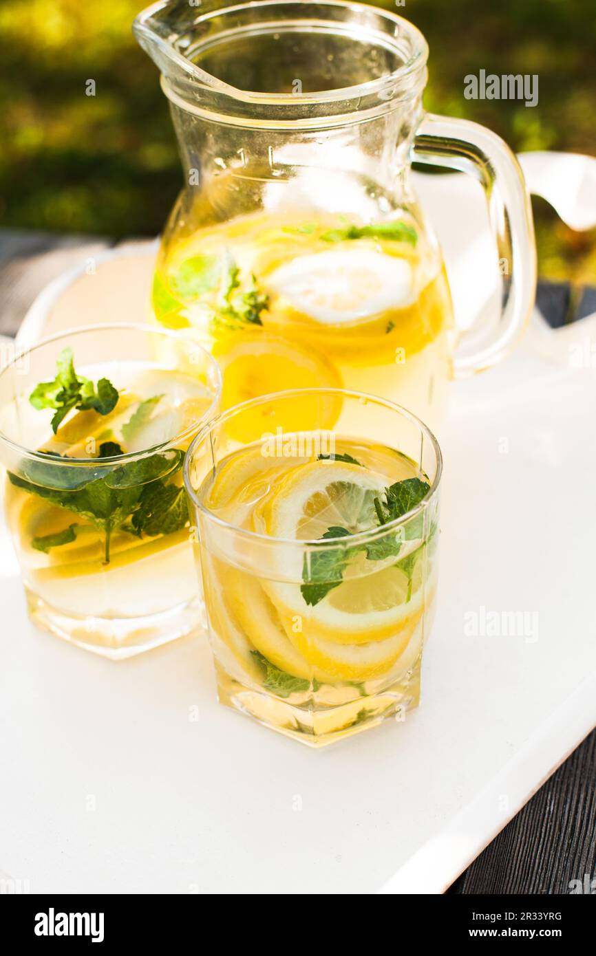 Lemonade in the jug Stock Photo - Alamy