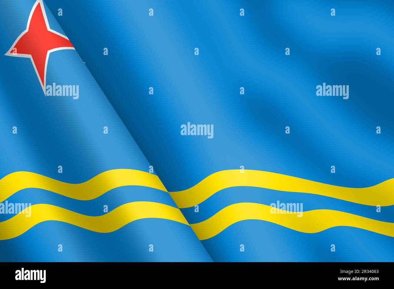 Aruba waving flag 3d illustration wind ripple Stock Photo - Alamy