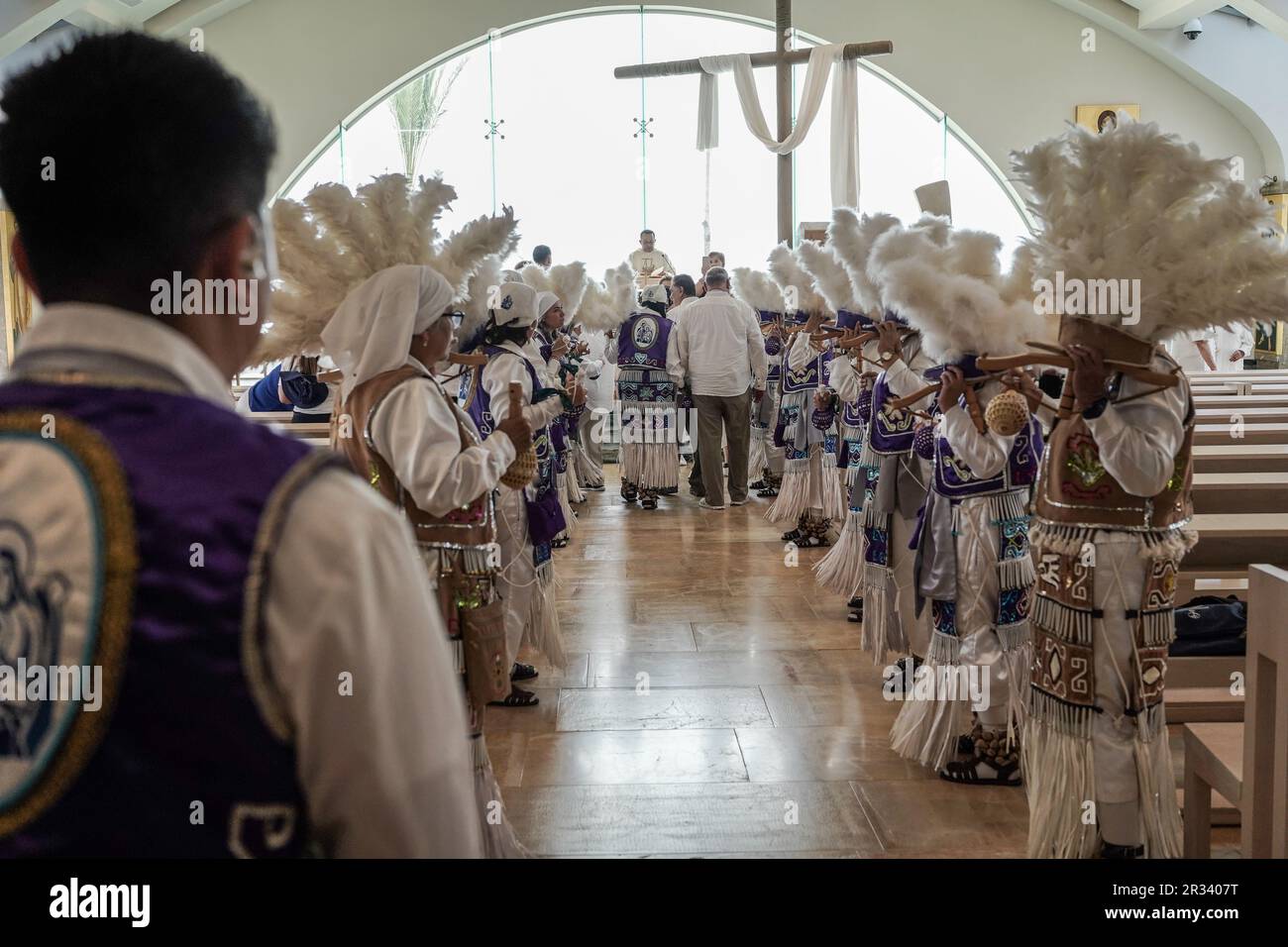 Christian pilgrims from Mexico visit Magdala and conduct a ceremony in ...