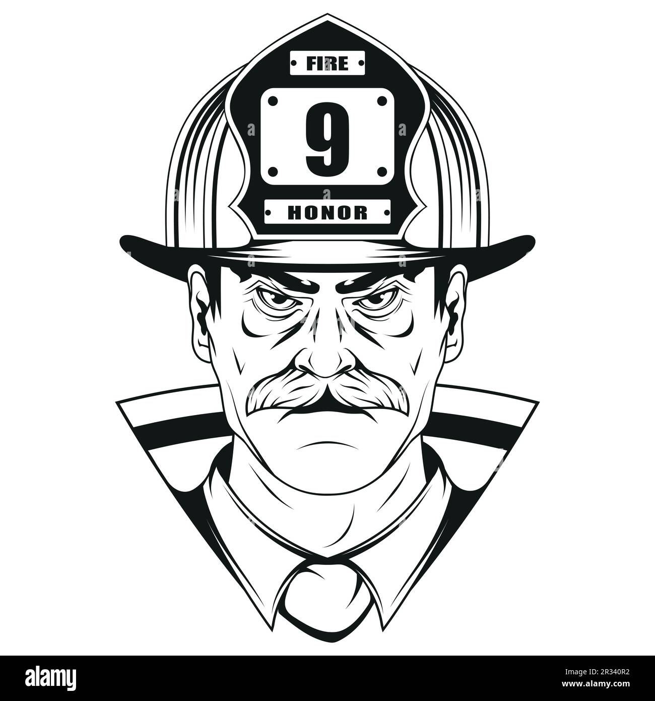 Fireman. Vector illustration of a sketch man in uniform. Emergency ...