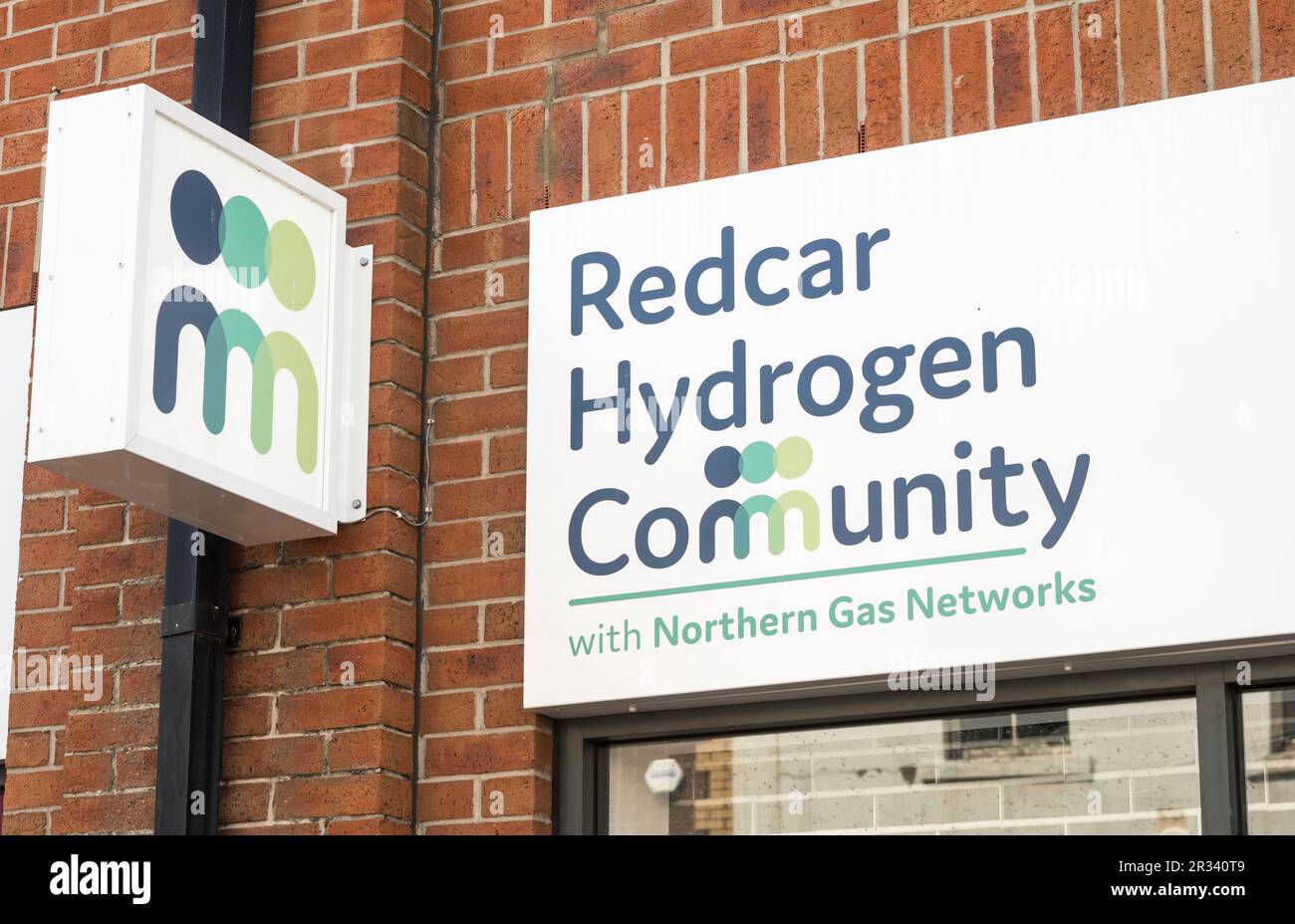 Redcar Hydrogen Community sign or logo, Redcar, North Yorkshire ...