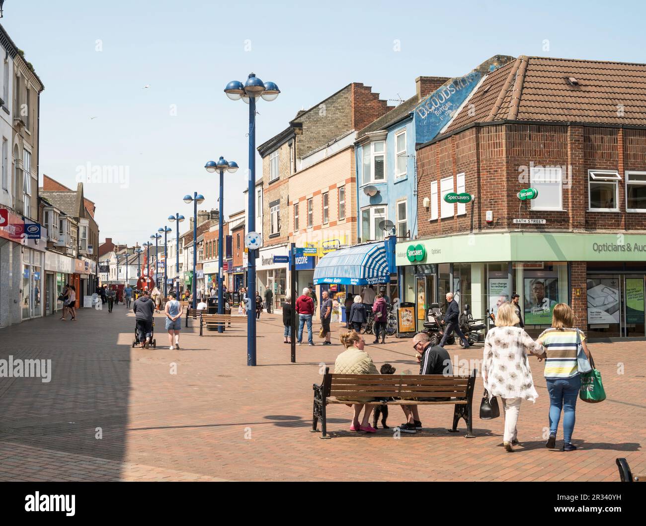 People walking along Redcar High Street, North Yorkshire, England, UK ...