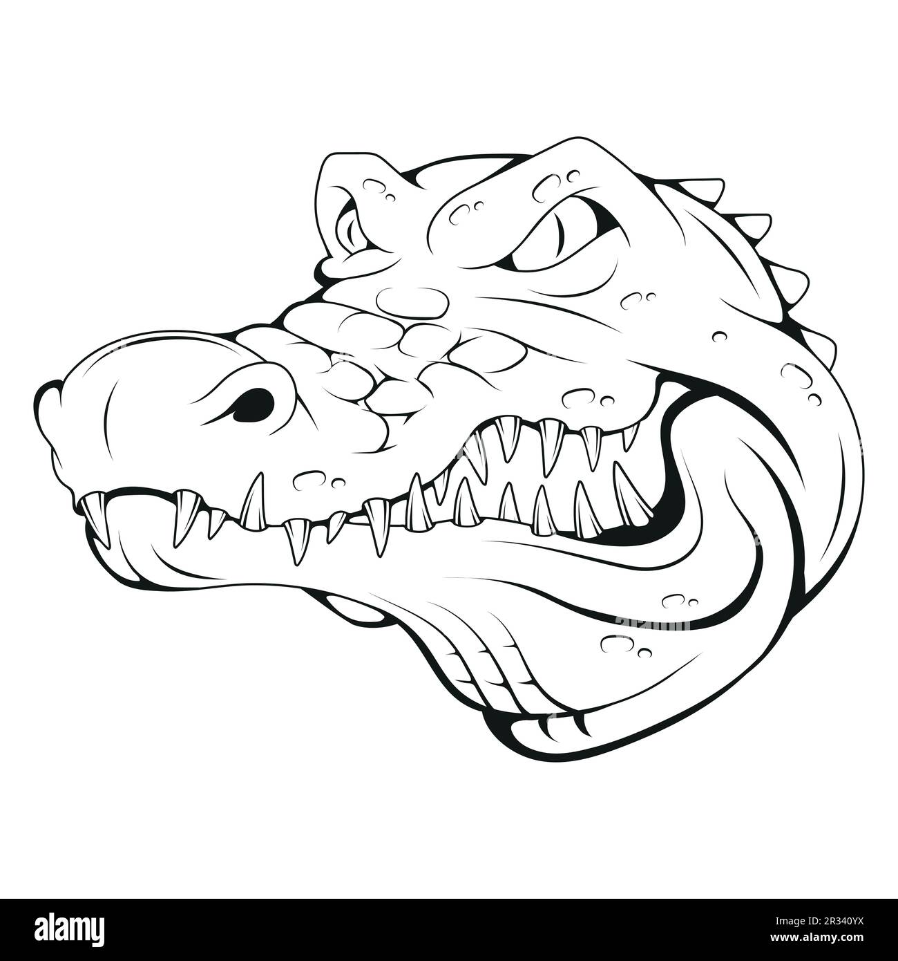 Crocodile. Vector illustration of a sketch angry alligator. Marine or ...