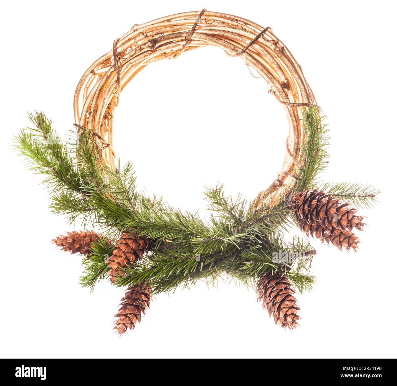 Green fir wreath gold Cut Out Stock Images & Pictures - Alamy