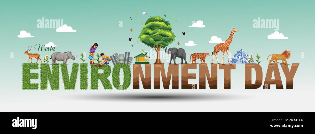 happy world environment day and earth day poster. abstract vector ...