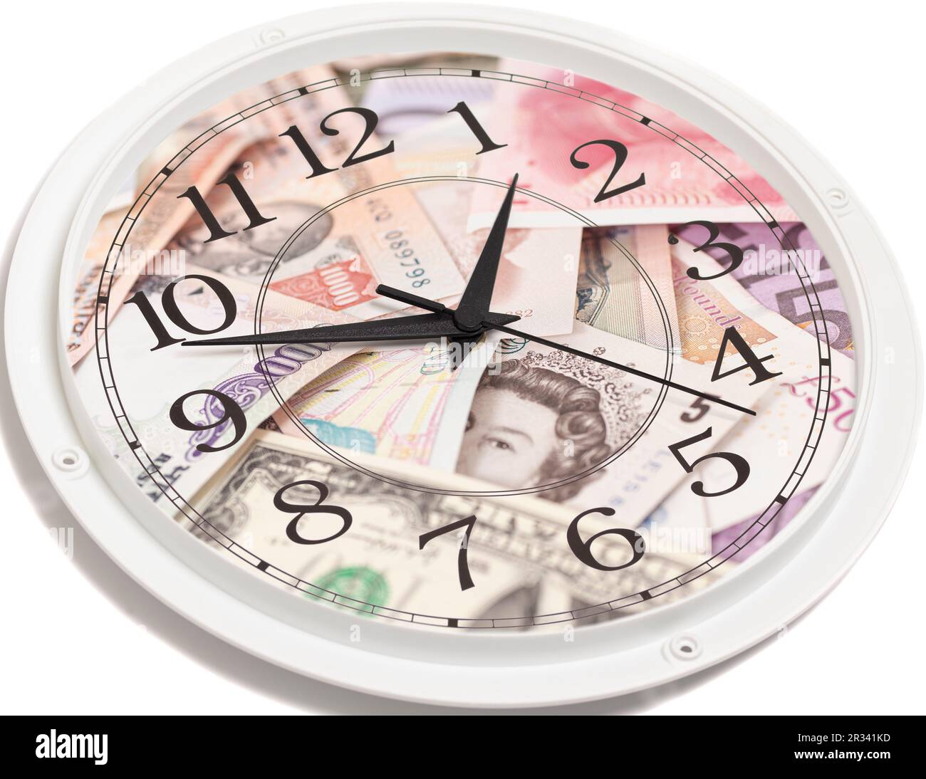 Clock face with International currencies. Time is money concept Stock ...