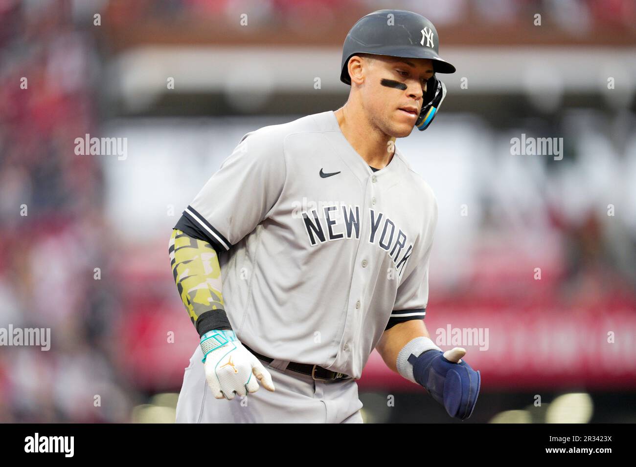 New York Yankees' Aaron Judge rounds the bases after a two-run home run ...