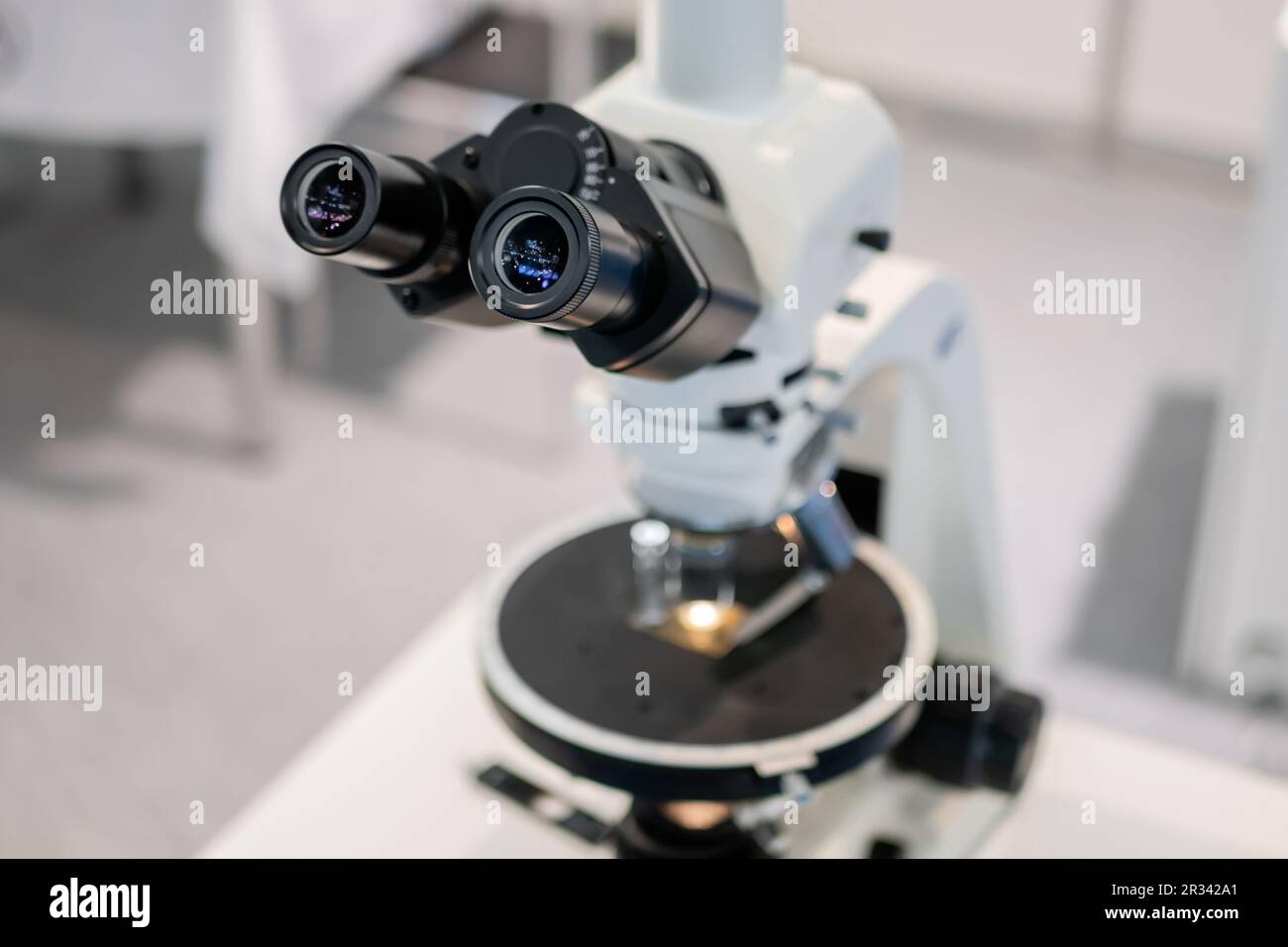 Professional medical microscope in science lab, exhibition Stock Photo ...
