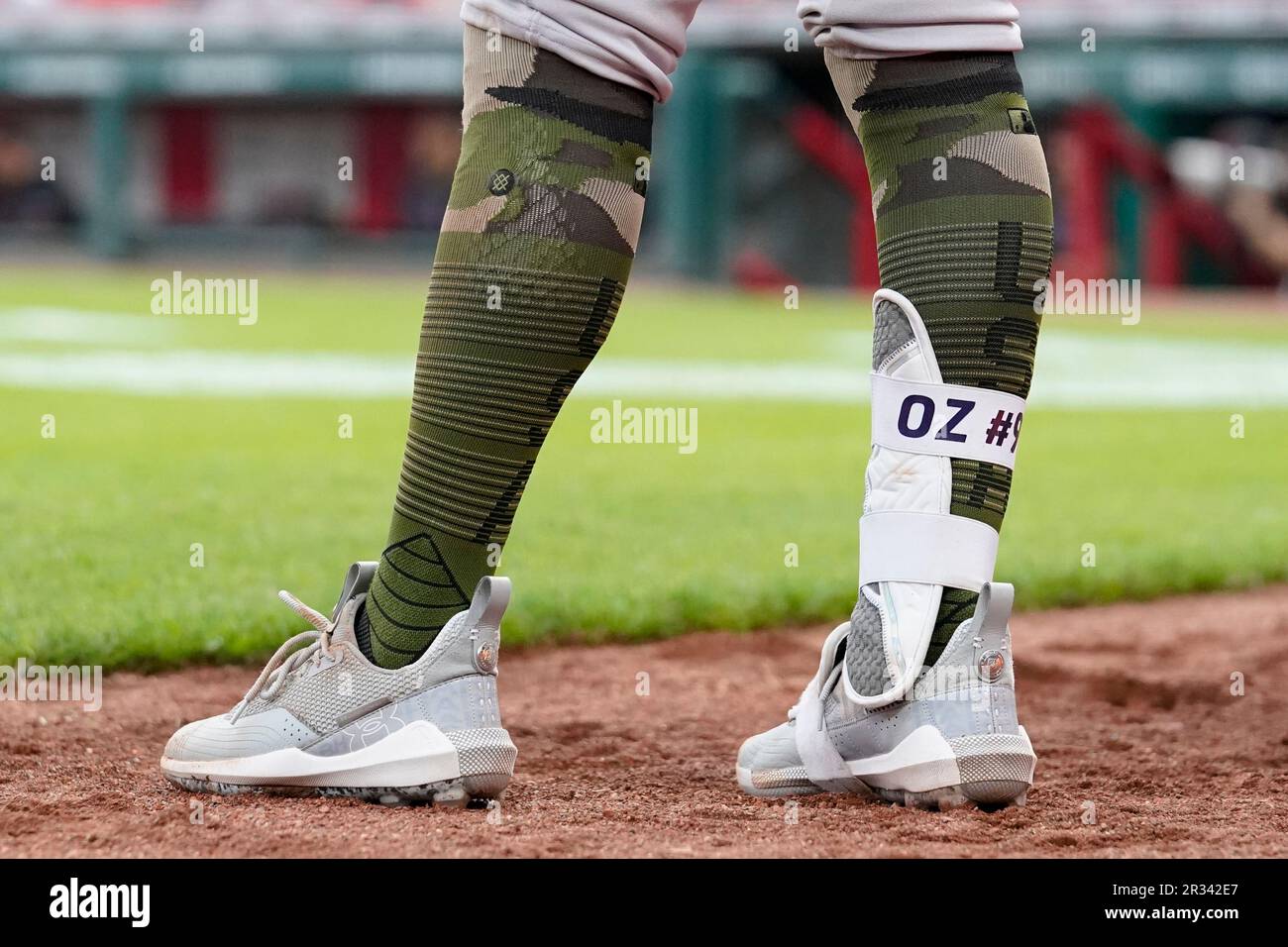 New York Yankees' Oswaldo Cabrera warms up in the batters box in a ...