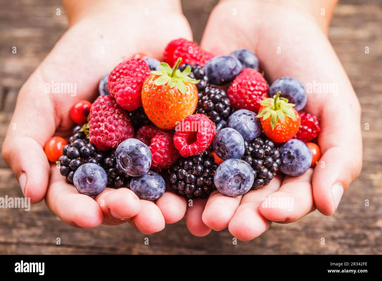 Woman handful strawberry berries hi-res stock photography and images ...