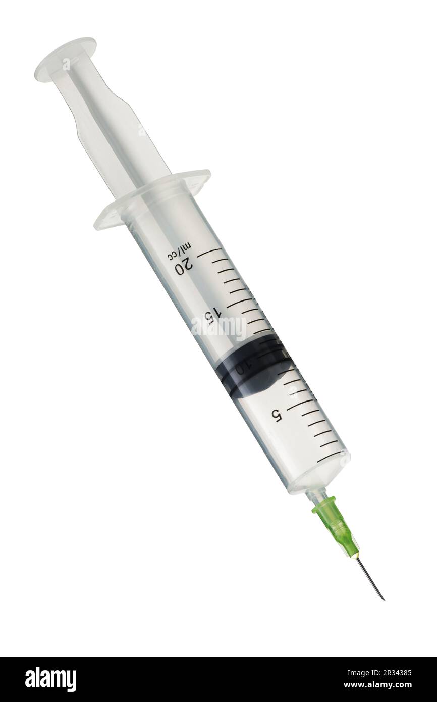 Medical syringe 20cc inclined on white with clipping path Stock Photo ...