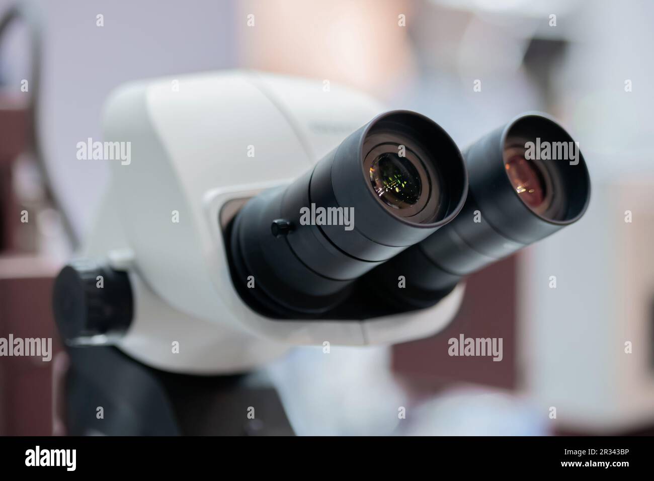 Close up view: ocular lens, eyepieces of optical microscope Stock Photo ...