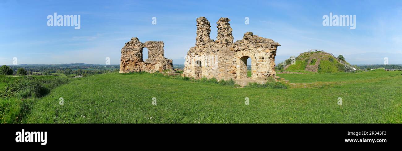 A panorama of Sandal Castle in Wakefield,West Yorkshire,UK Stock Photo ...