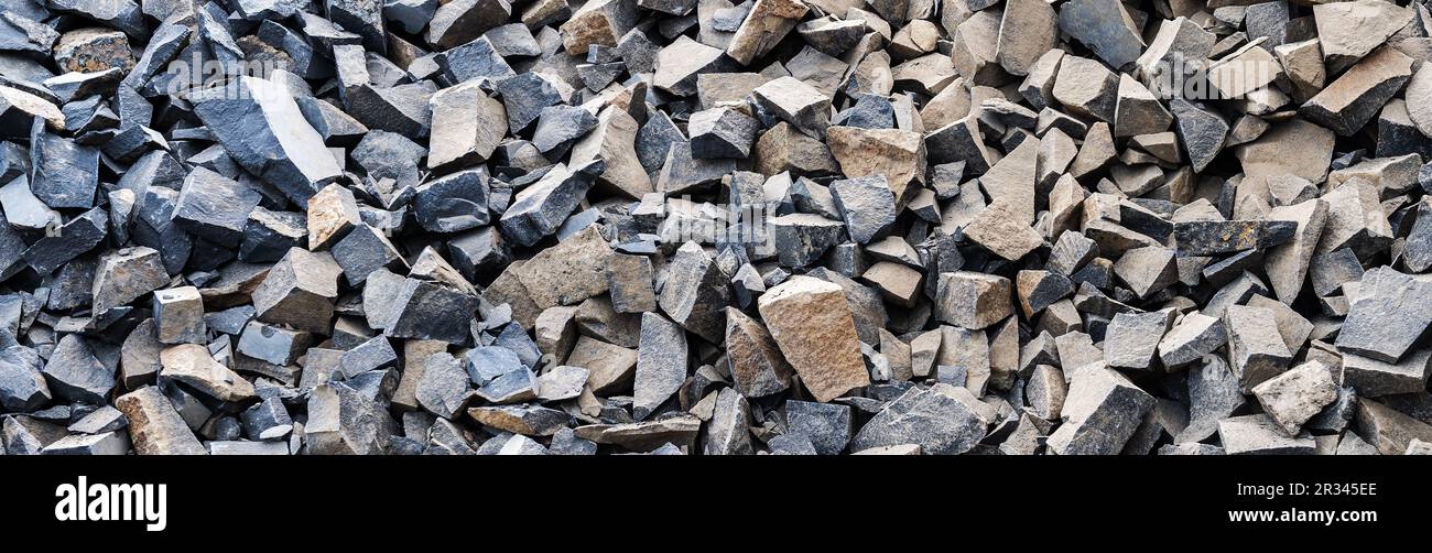 Large gray granite gravel background. Rubble as a background. Building ...