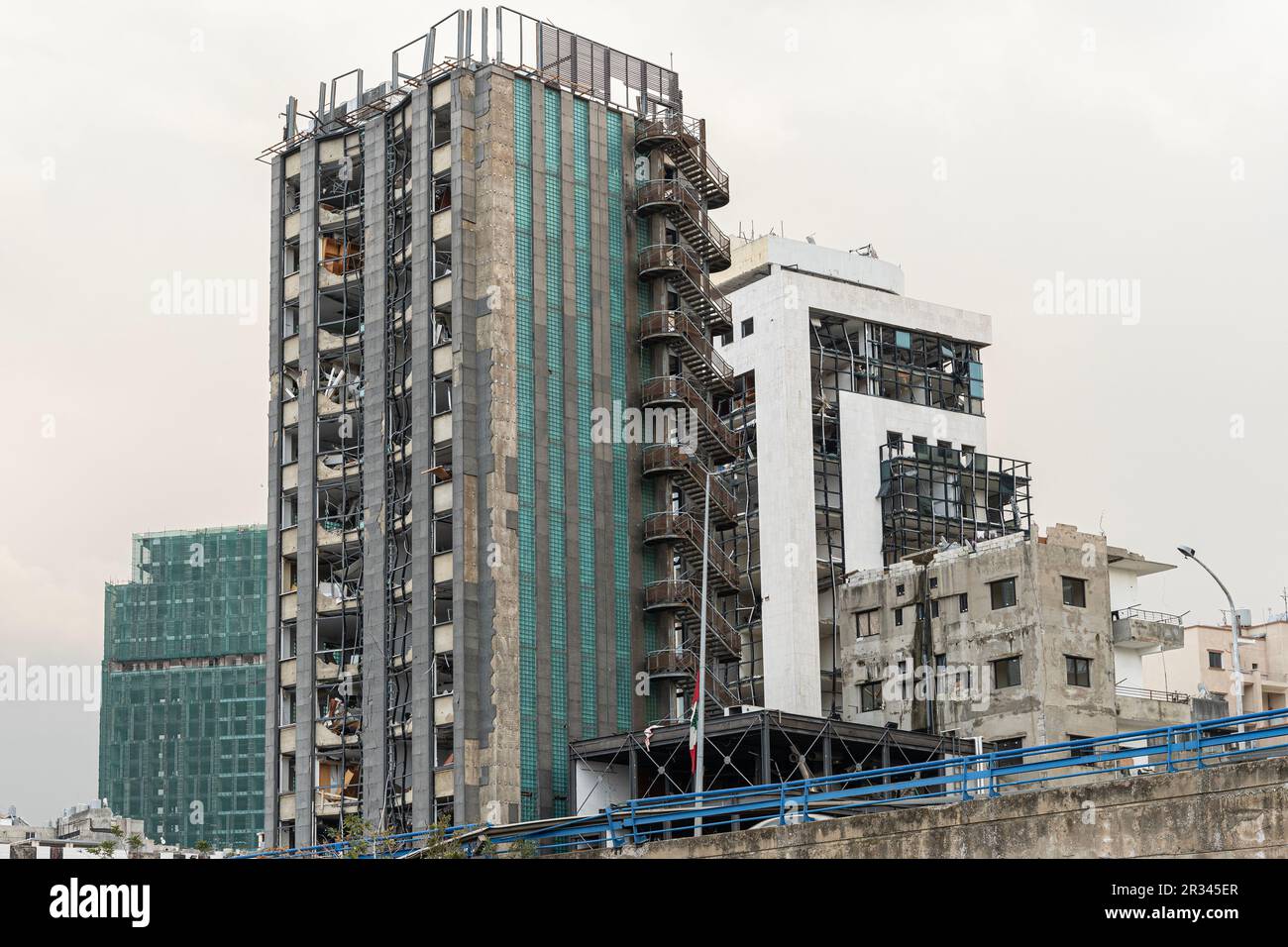 ffice building in Beirut destroyed in an explosion, Beirut, Lebanon ...