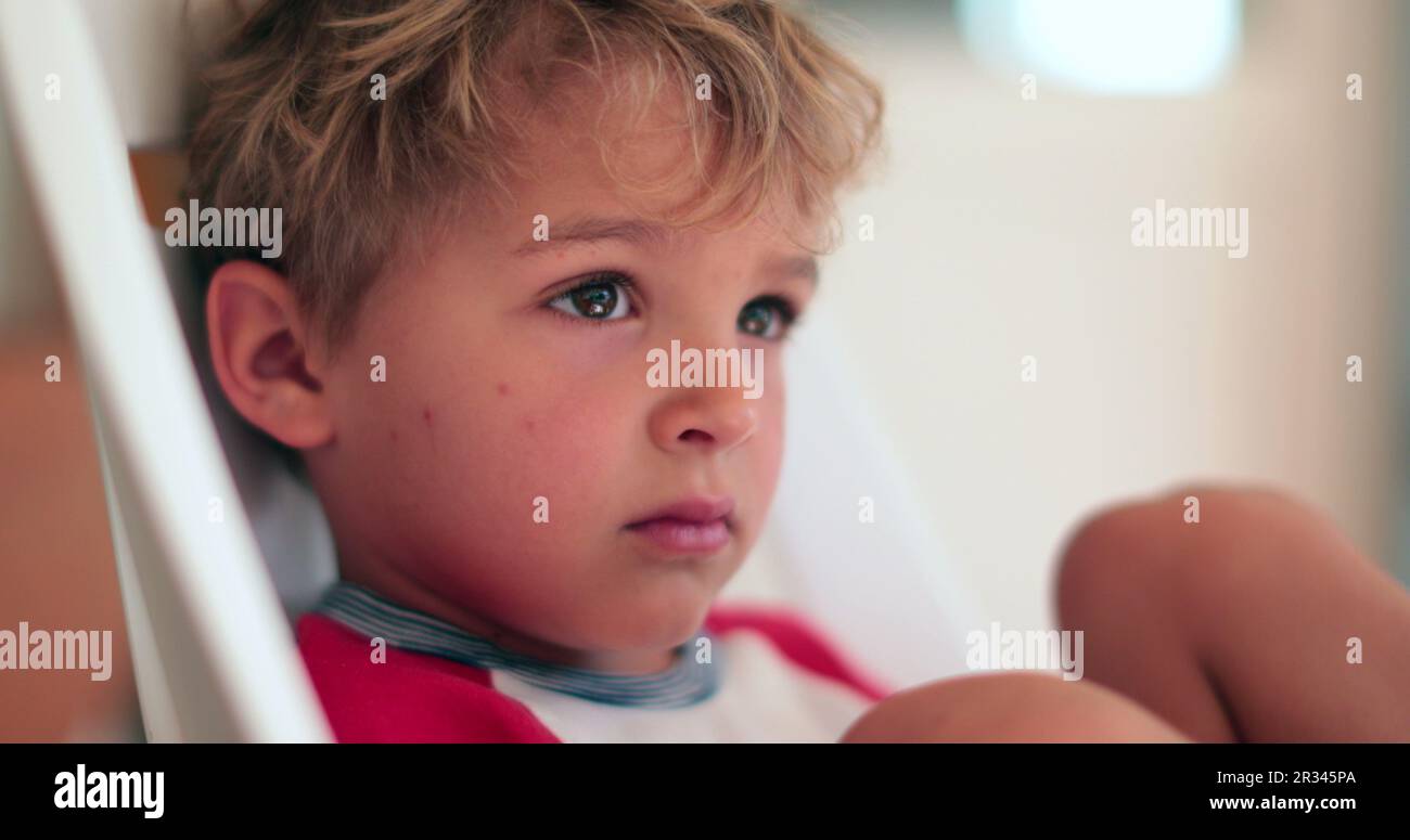 Pensive child boy. Candid sad thoughtful contemplative kid face Stock ...