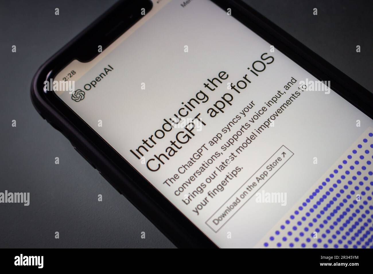 “Introducing the ChatGPT app for iOS” website seen in an iPhone. In May ... “Introducing the ChatGPT app for iOS” website seen in an iPhone. In May ...