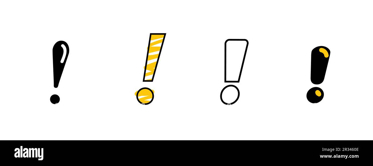 Linear exclamation mark on white background. Set icon in Doodle style ...