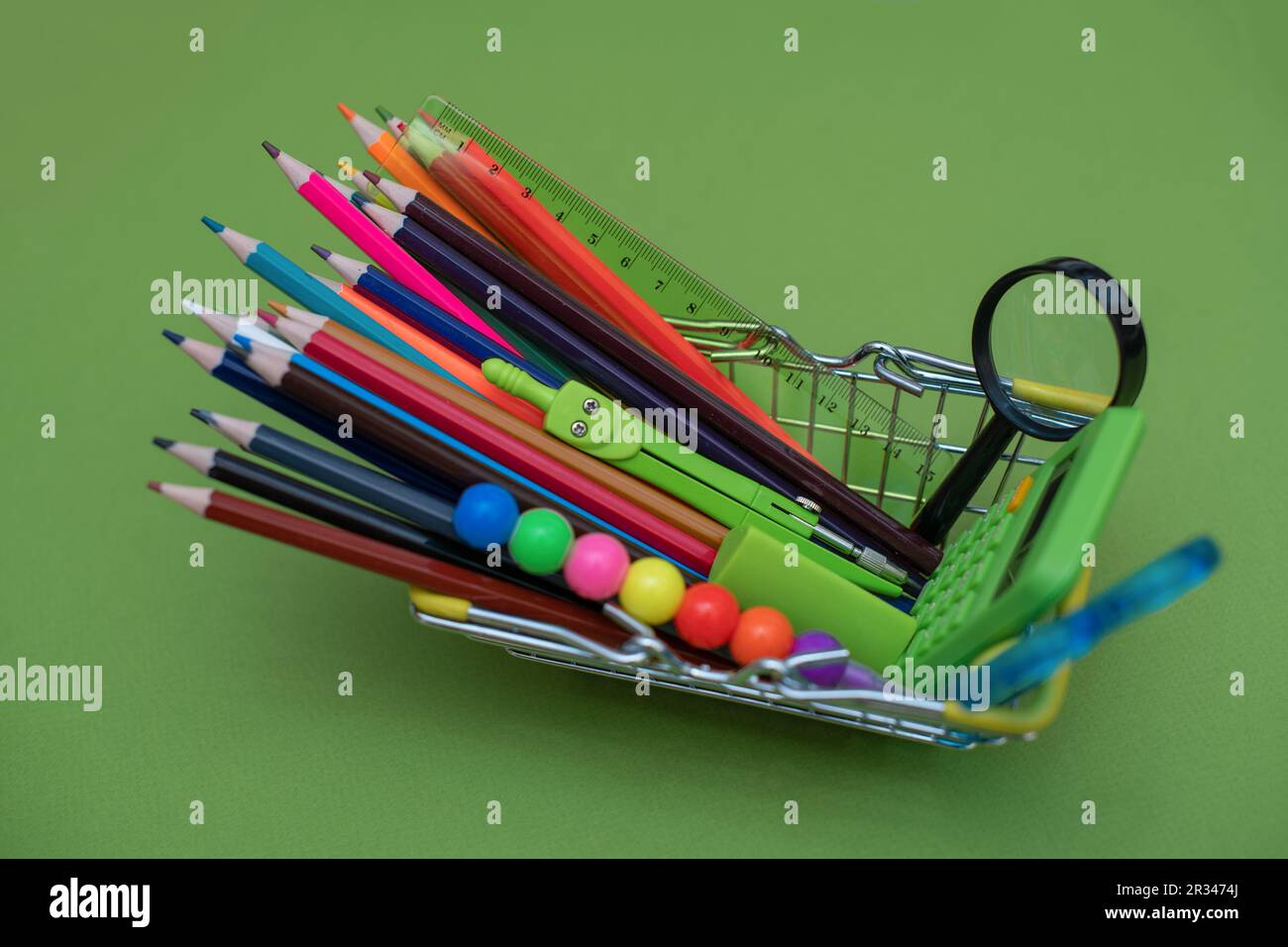 Stylish colored stationery and school supplies. The concept of ...