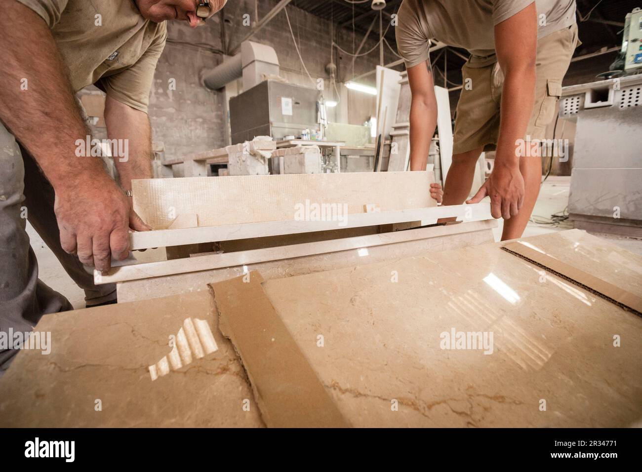 marble cutting machine, Sebastian Mir.Mallorca stone industry Stock Photo - Alamy