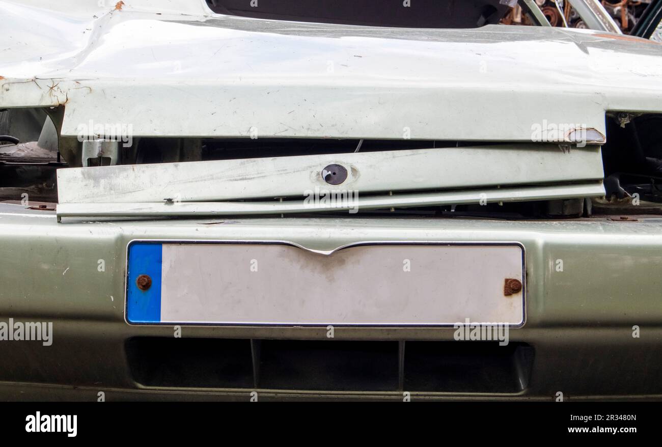 The front of the car with damage to the bumper after the accident ...