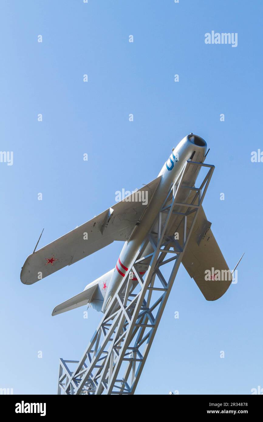 Airplane - monument. Soviet plane with red star against blue sky Stock ...