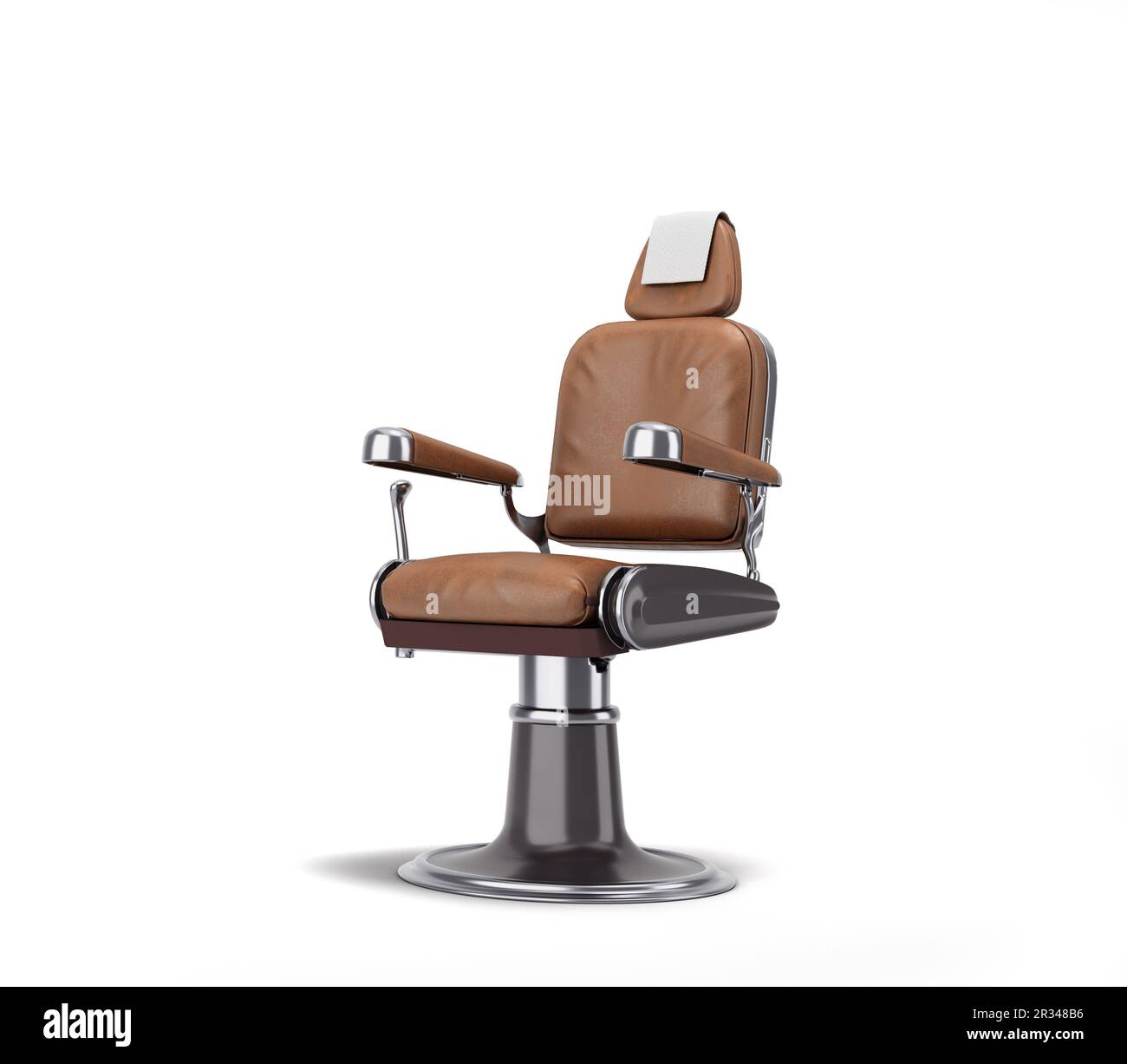 leather barber chair with chrome inserts perspectiva view 3d render on ...