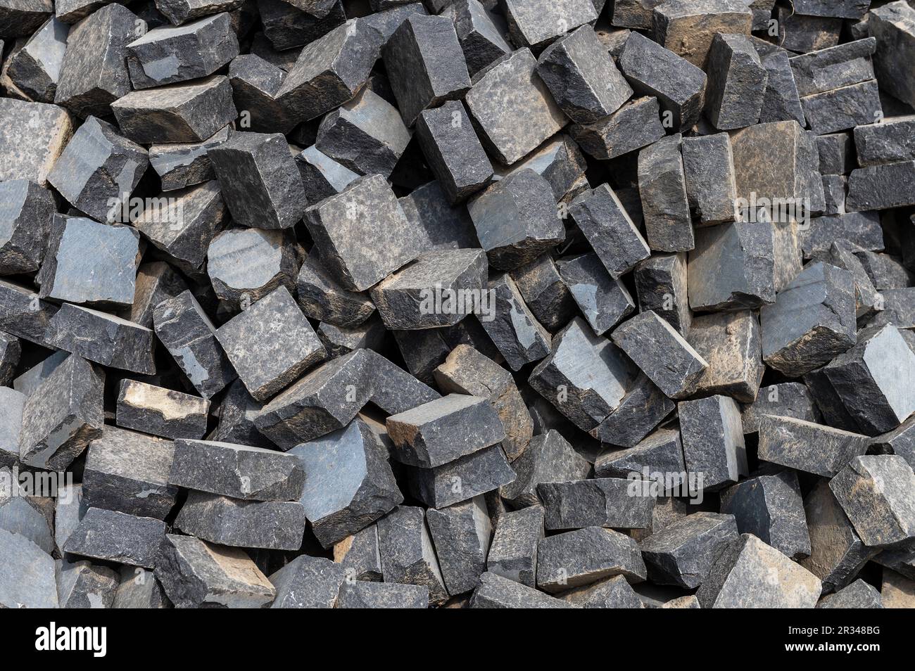 Large gray granite gravel background. Rubble as a background. Building ...