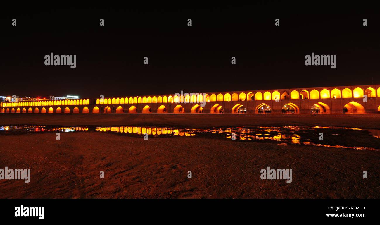 Si-o-se pol Bridge, located in Isfahan, Iran, was built in 1602. It has ...