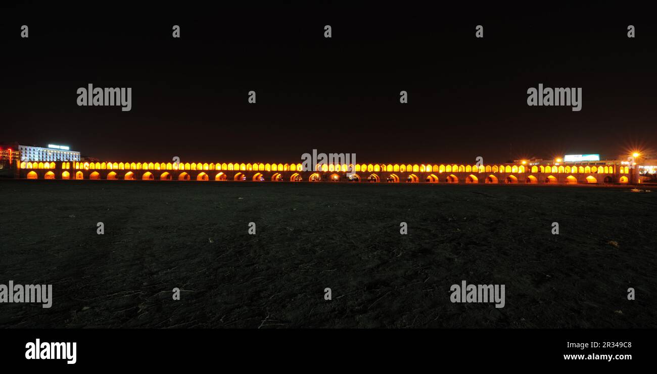 Si-o-se pol Bridge, located in Isfahan, Iran, was built in 1602. It has ...