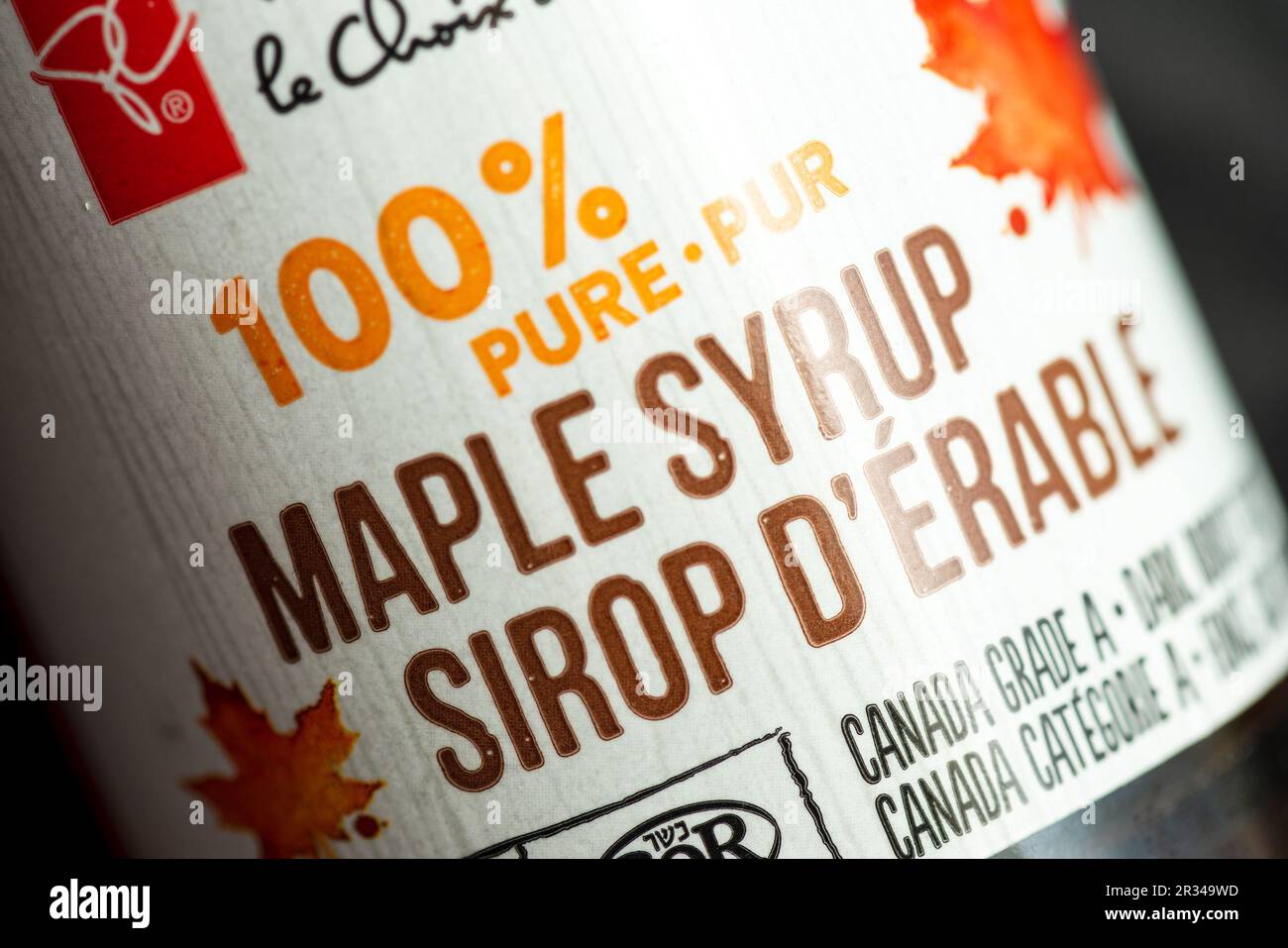 Canadian maple syrup label by President's Choice Stock Photo - Alamy
