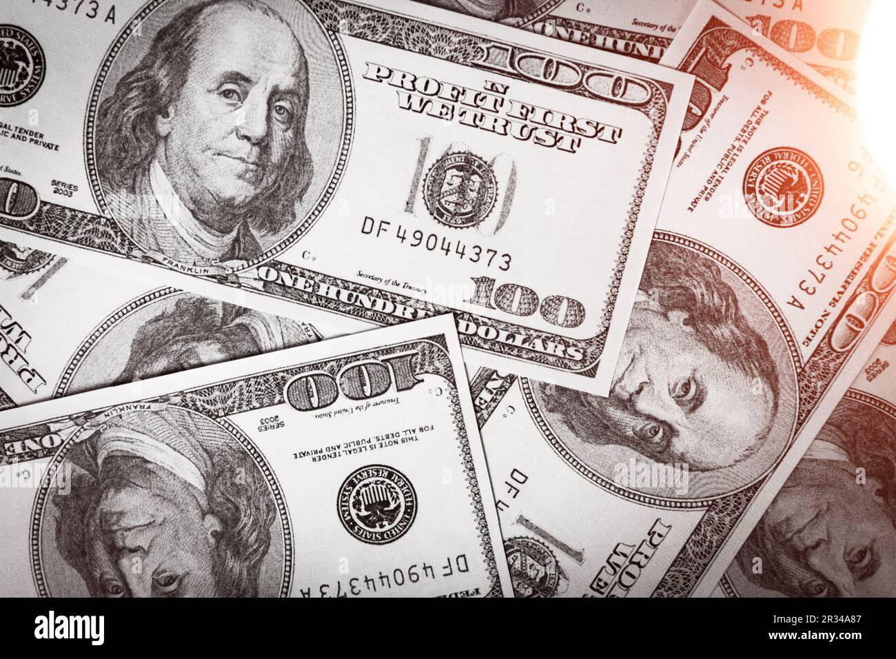 Background from dollar bills. Money background. Pile of money on the ...