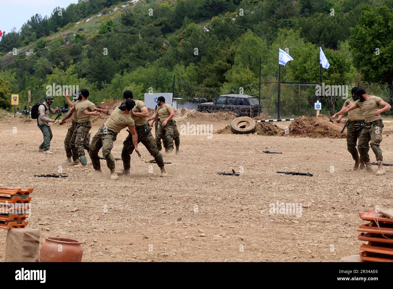 Hezbollah stages military drill in Aramta, South Lebanon, on May 21 ...