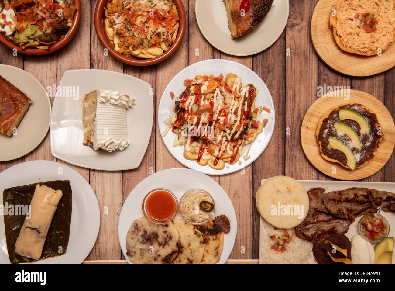 Set of typical dishes of Central American cuisine with tamales ...