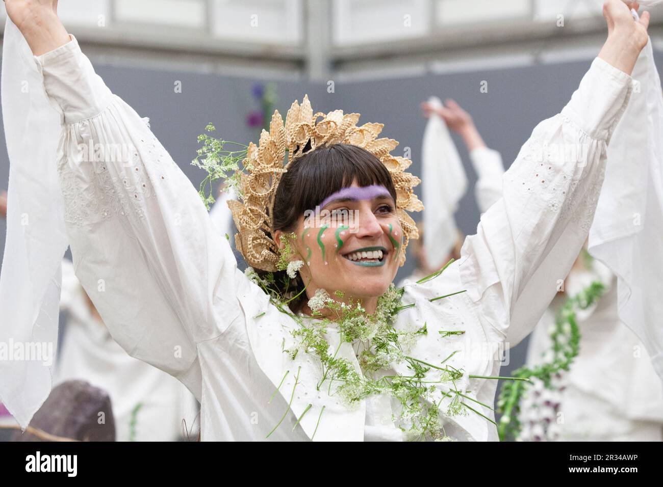 London, UK. 22nd May, 2023. A women's troupe of morris dancers, Boss ...