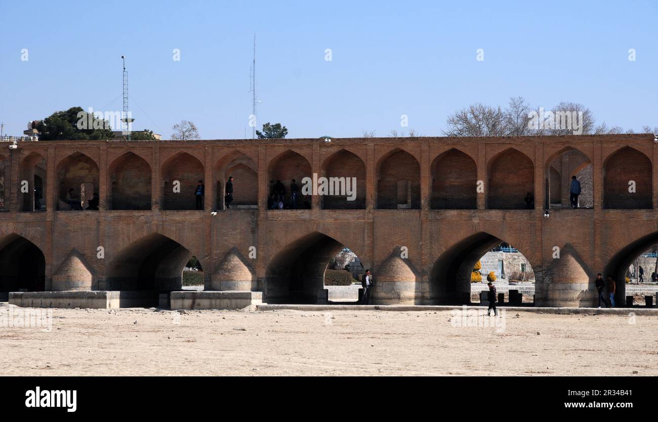 Si-o-se pol Bridge, located in Isfahan, Iran, was built in 1602. It has ...