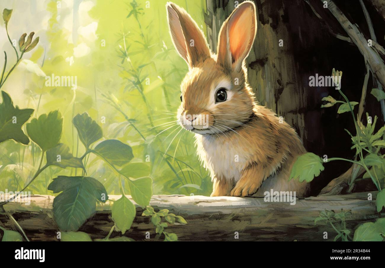 Rabbit portrait illustration hi-res stock photography and images - Alamy