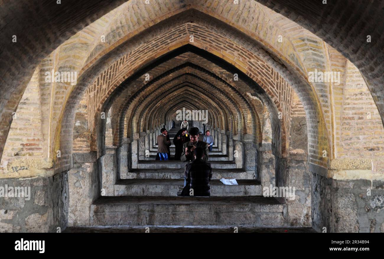 Si-o-se pol Bridge, located in Isfahan, Iran, was built in 1602. It has ...