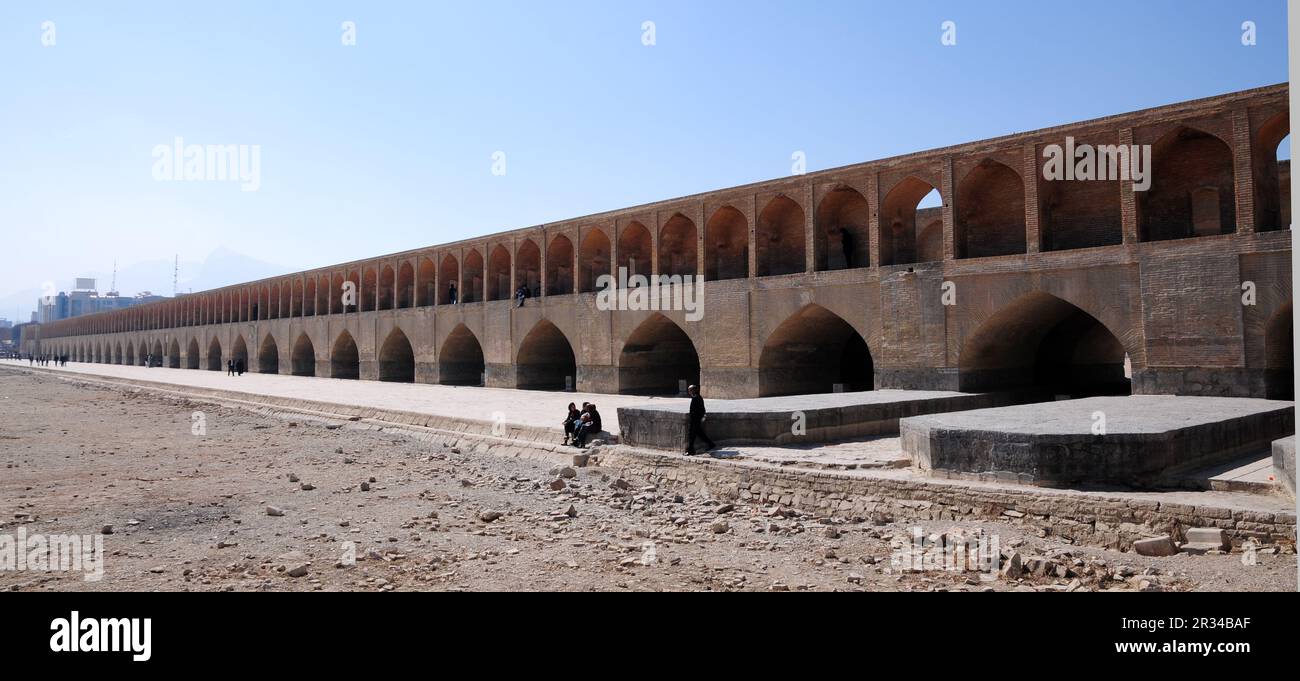 Si-o-se pol Bridge, located in Isfahan, Iran, was built in 1602. It has ...