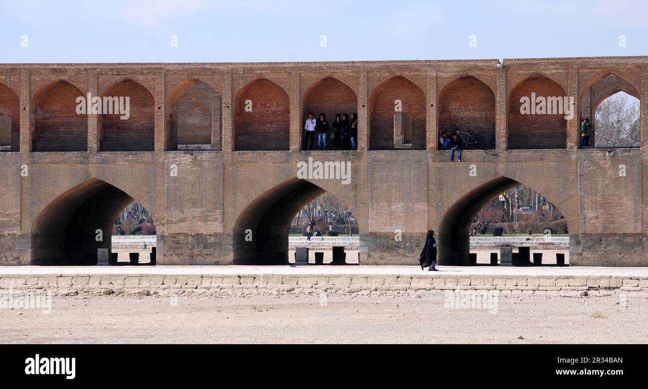 Si-o-se pol Bridge, located in Isfahan, Iran, was built in 1602. It has ...