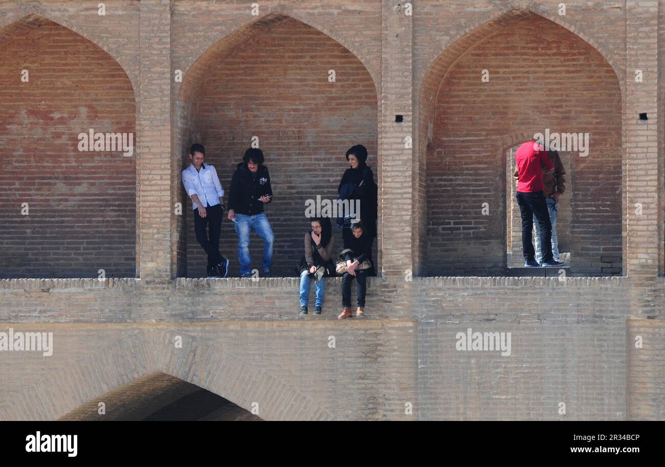 Si-o-se pol Bridge, located in Isfahan, Iran, was built in 1602. It has ...