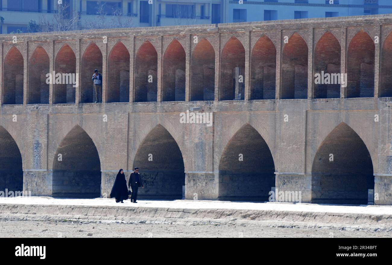 Si-o-se pol Bridge, located in Isfahan, Iran, was built in 1602. It has ...
