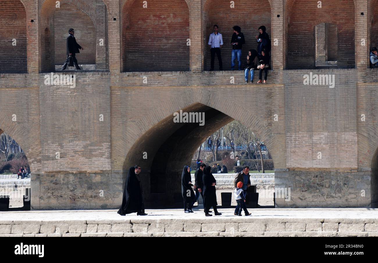 Si-o-se pol Bridge, located in Isfahan, Iran, was built in 1602. It has ...