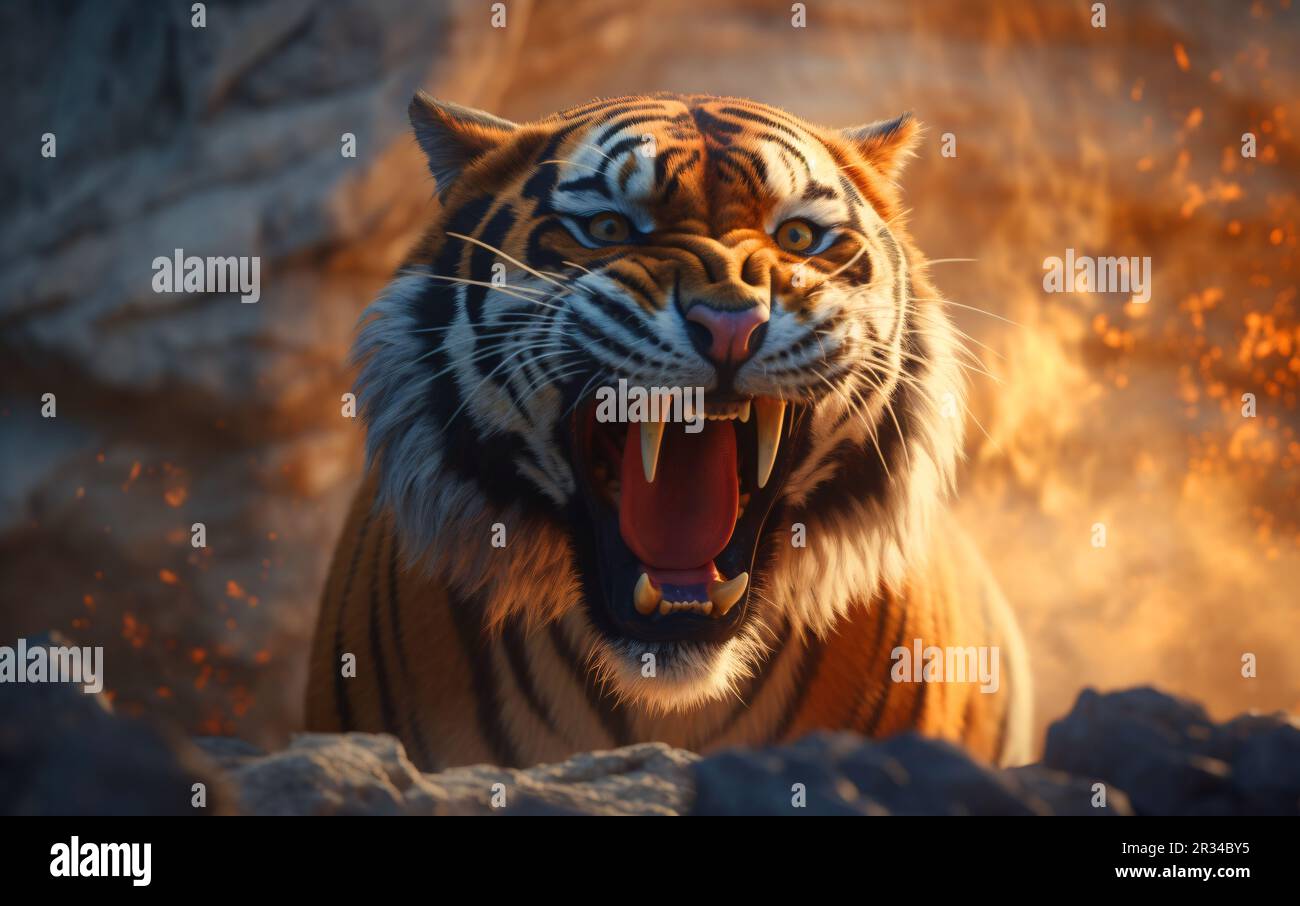 Angry tiger head yellow eyes hi-res stock photography and images - Alamy